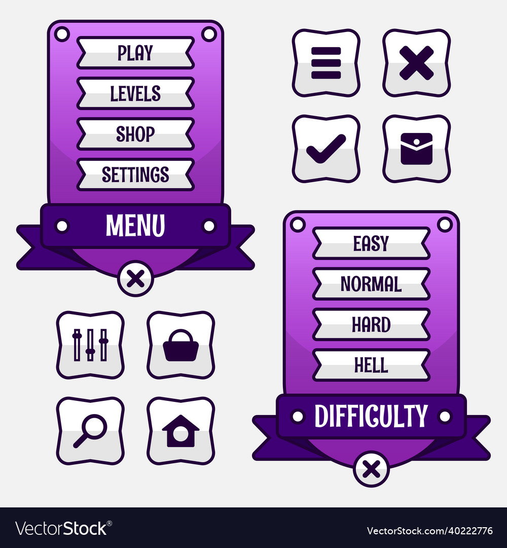 Game template gui kit interface level selection Vector Image