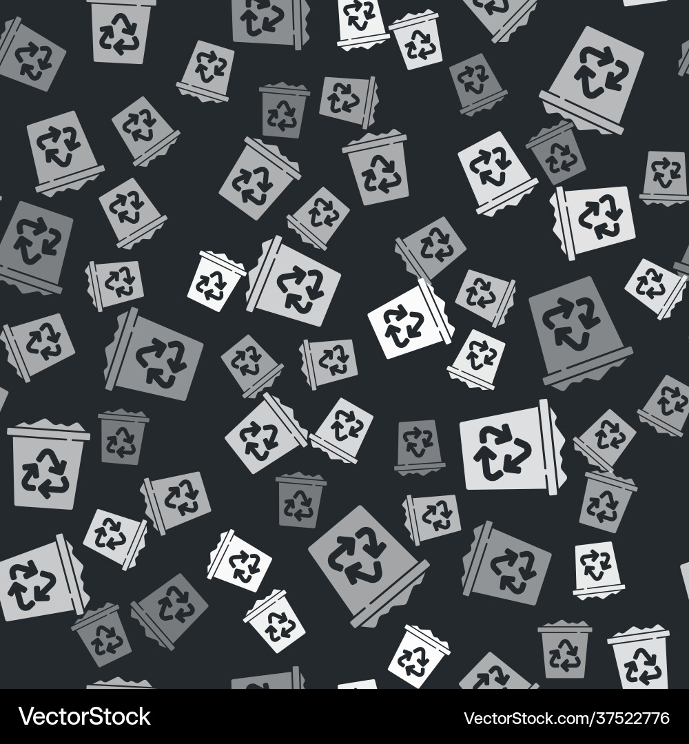 Grey recycle bin with recycle symbol icon isolated