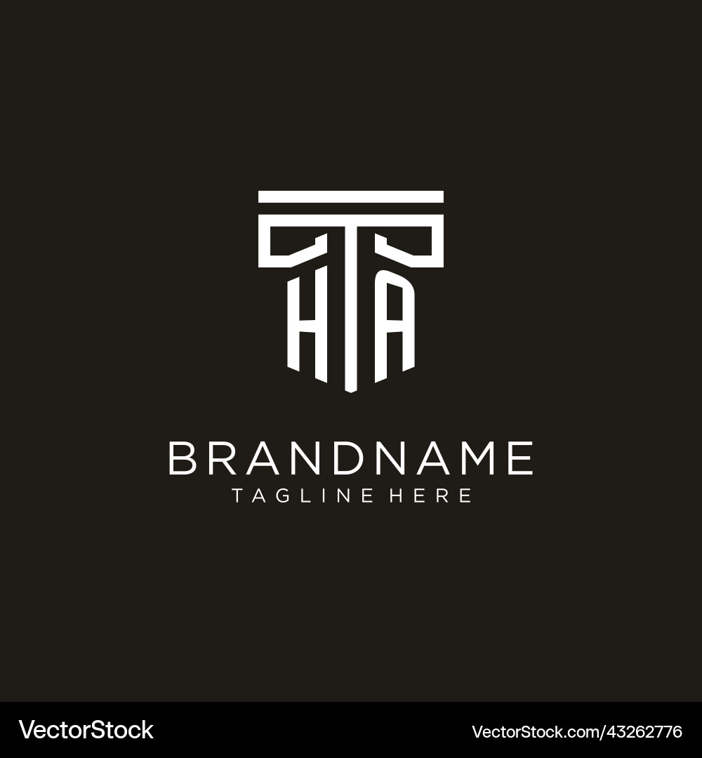 Ha initial logo with geometric pillar style design