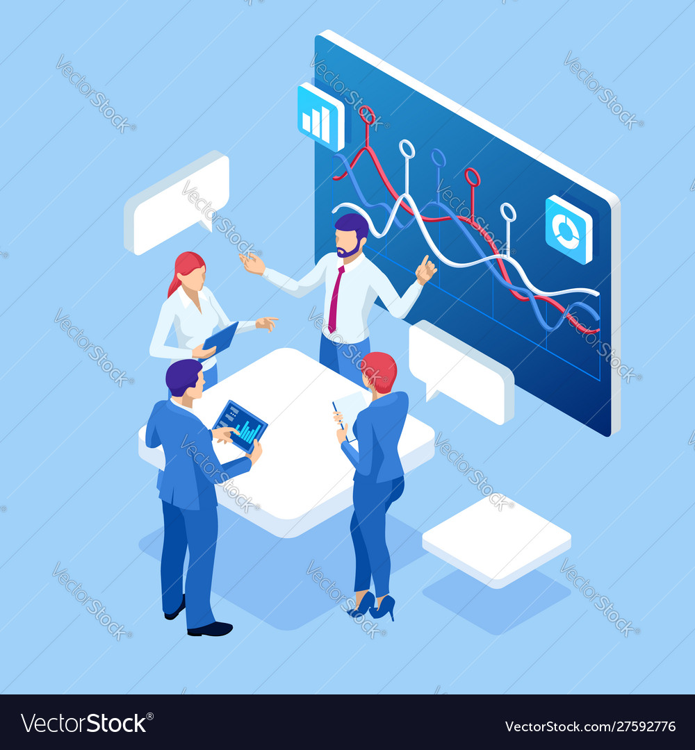Isometric Business Data Analytics Process Vector Image