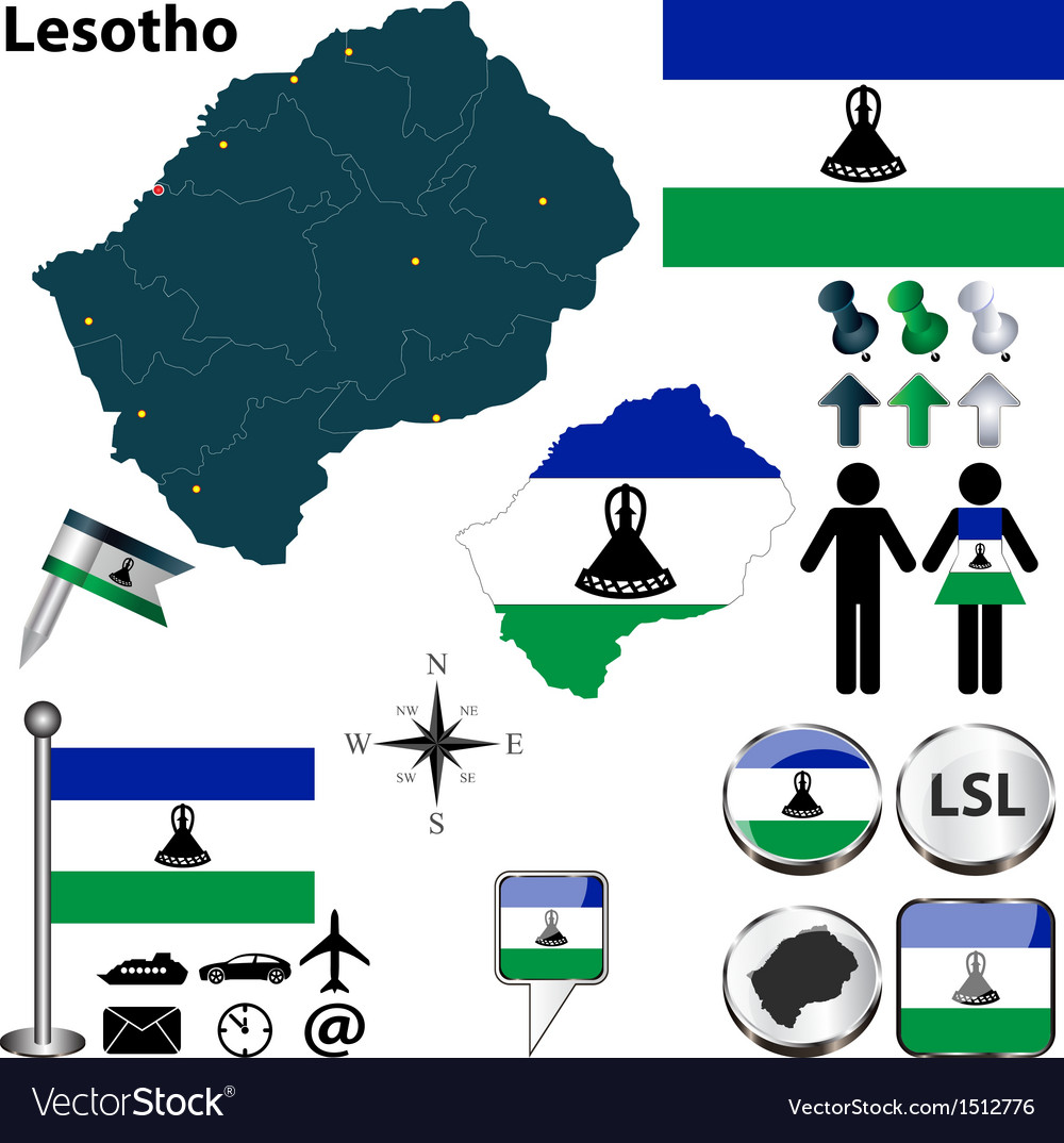 Lesotho map Royalty Free Vector Image - VectorStock