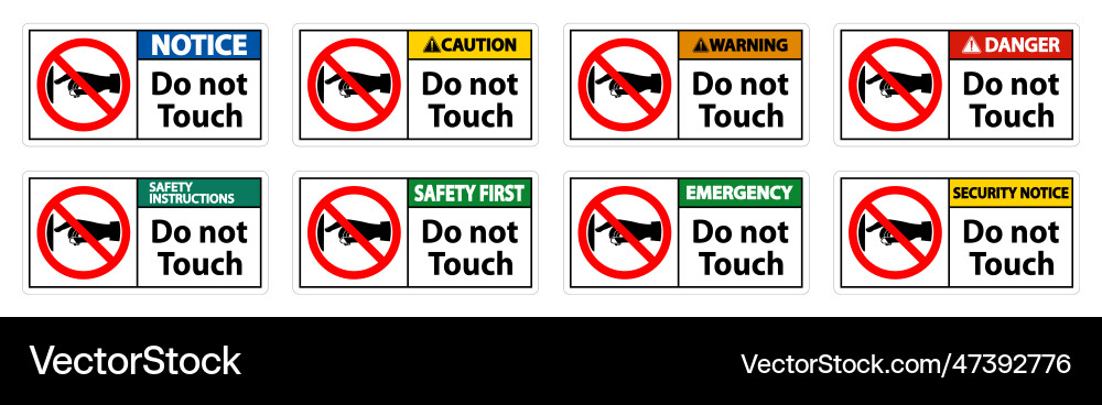 Notice do not touch sign label on transparent Vector Image