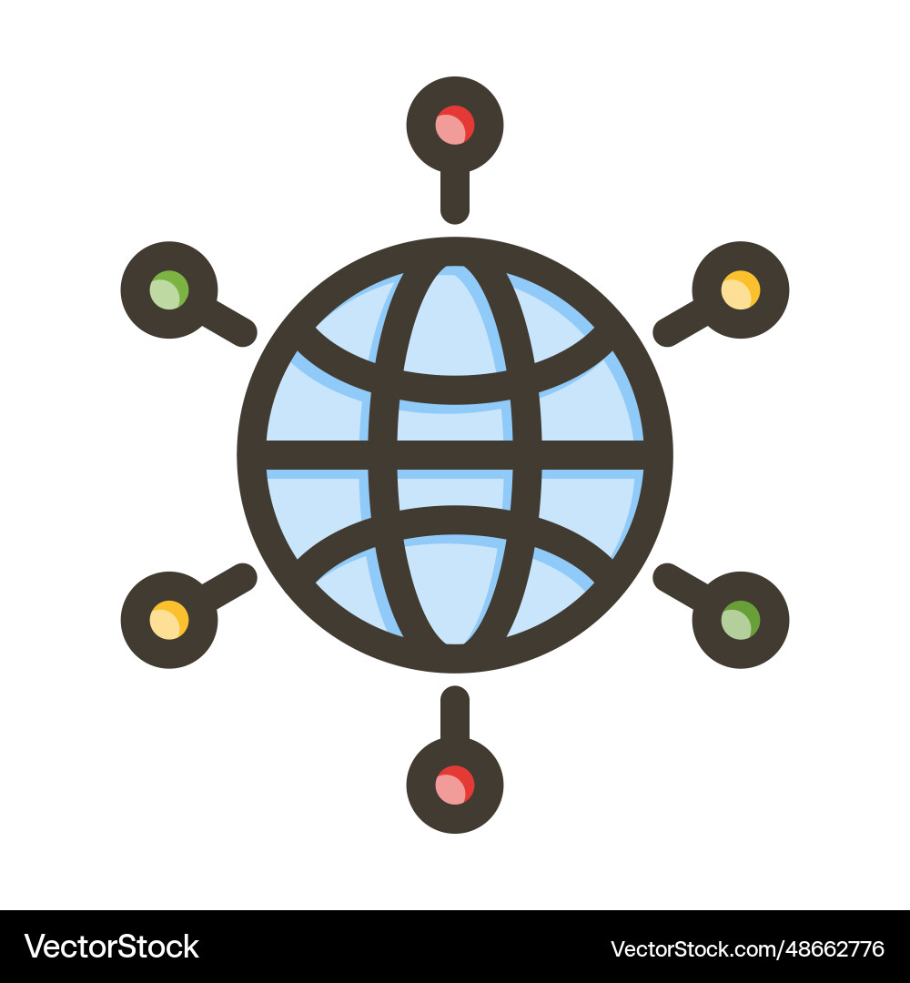 Worldwide thick line filled colors icon Royalty Free Vector