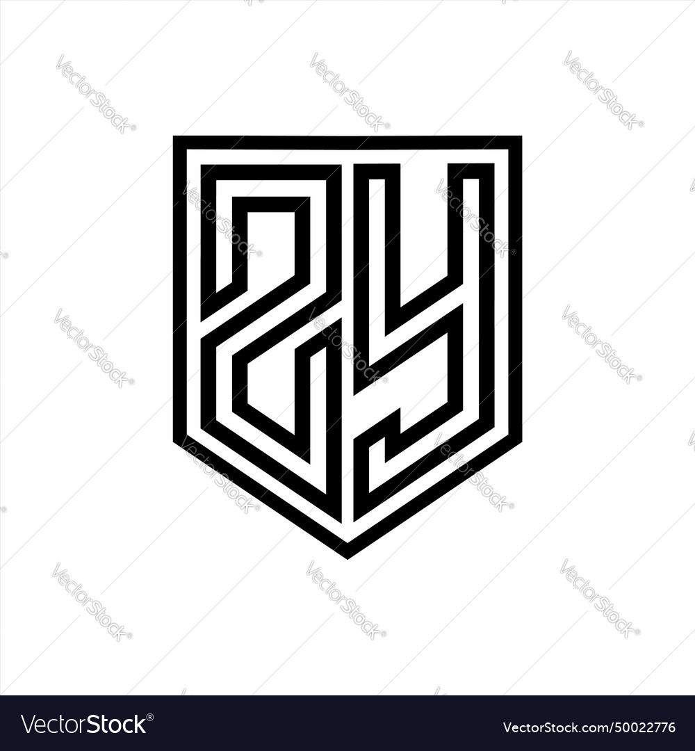 Zy letter logo monogram shield geometric line Vector Image