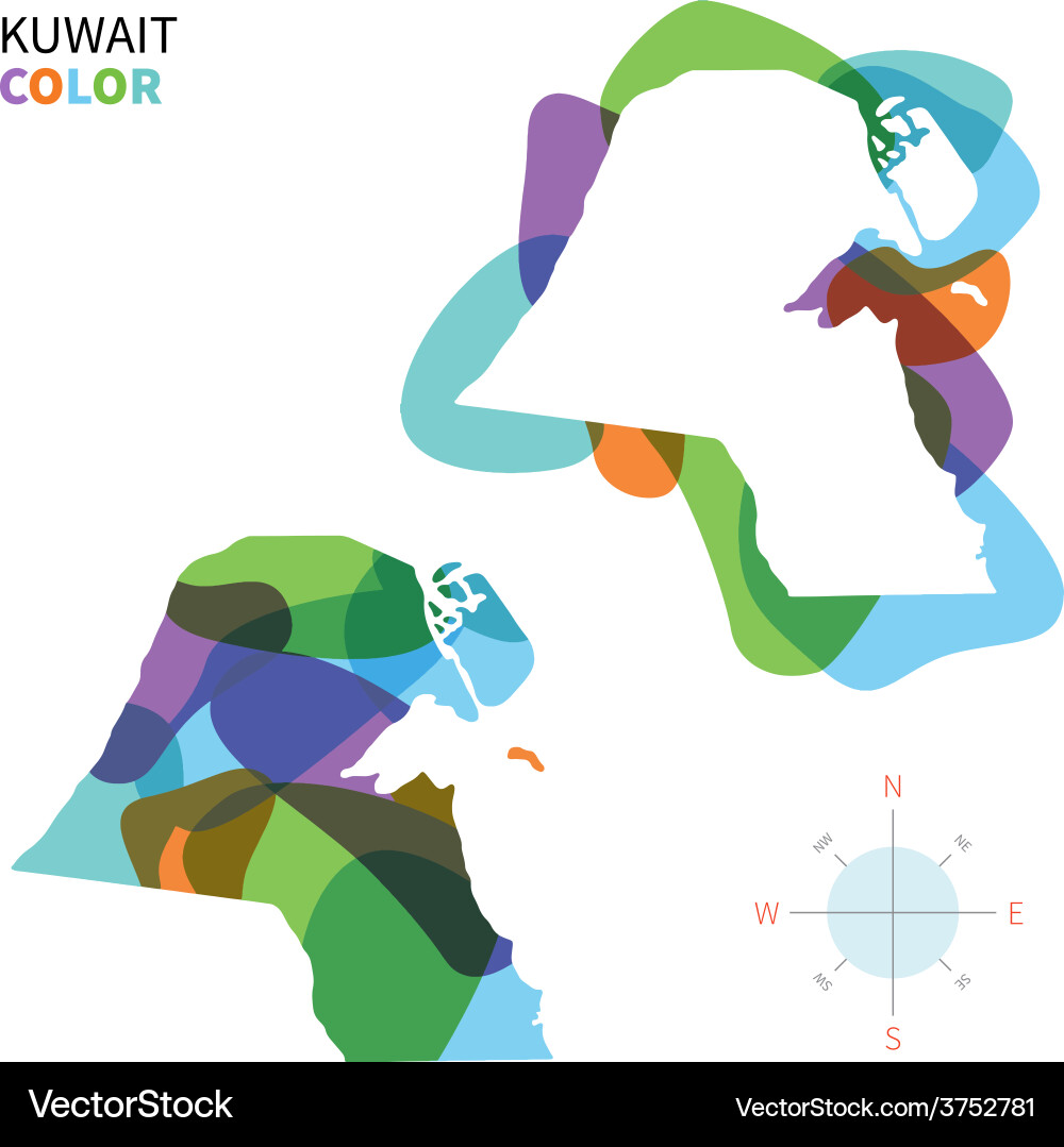 Abstract color map of kuwait Royalty Free Vector Image