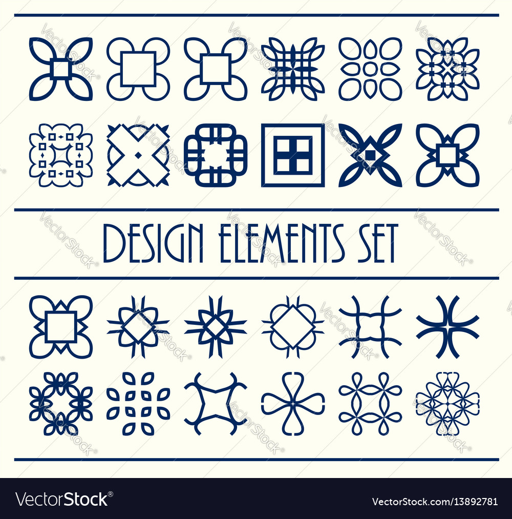 Abstract design creative decorative elements set Vector Image