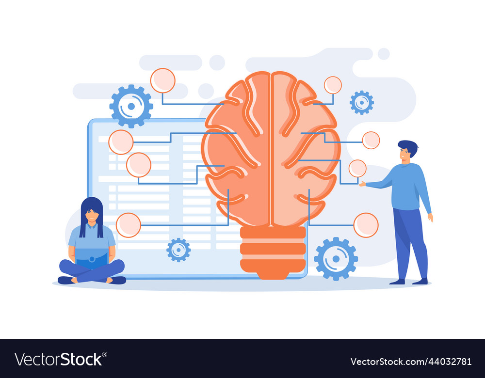 Big brain with circuit and programmers artificial Vector Image