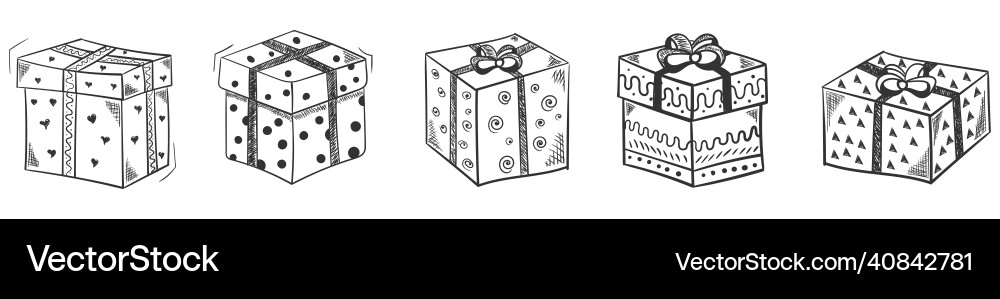 Christmas gift box in hand drawn doodle design Vector Image