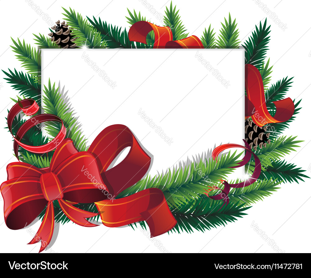 Christmas wreath with red bow Royalty Free Vector Image