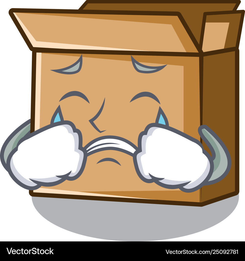 Crying cardboard isolated with in mascot Vector Image
