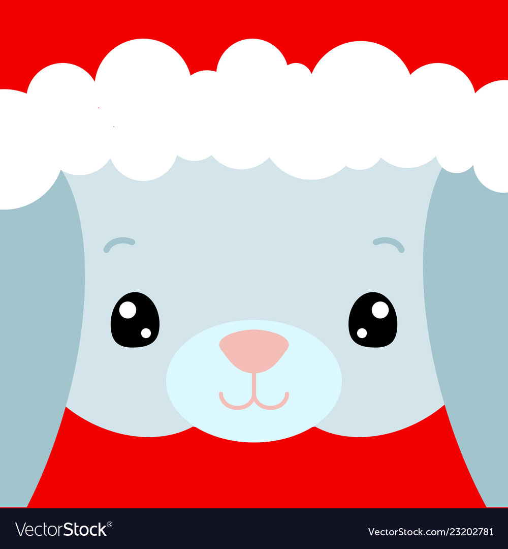 Cute rabbit face santa claus hat on bunny Vector Image