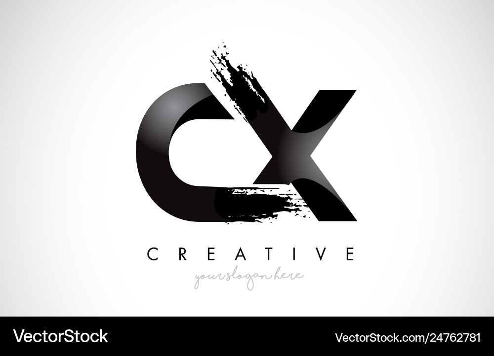 Cx letter design with brush stroke and modern 3d Vector Image