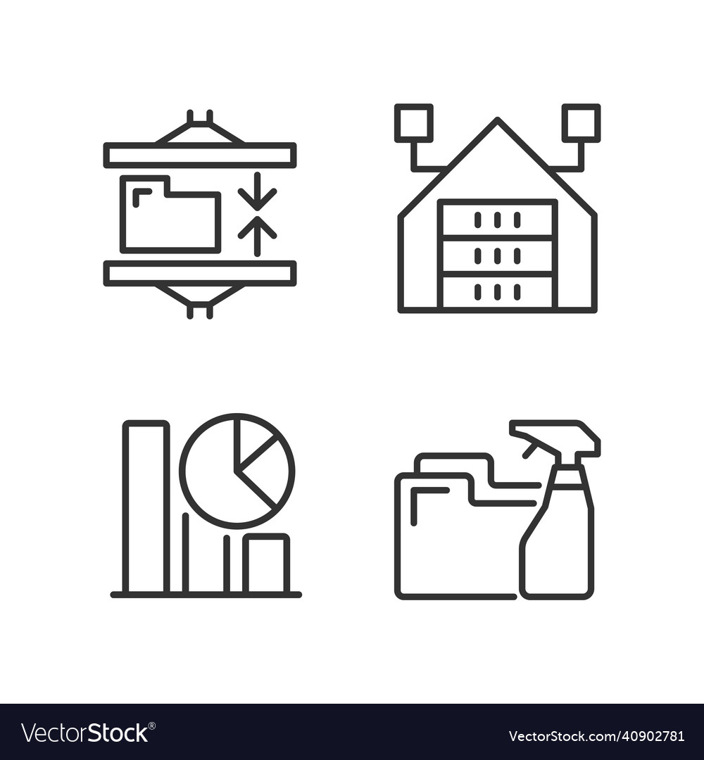 Data mining processes linear perfect pixel icons Vector Image Data mining processes linear perfect pixel icons Vector Image