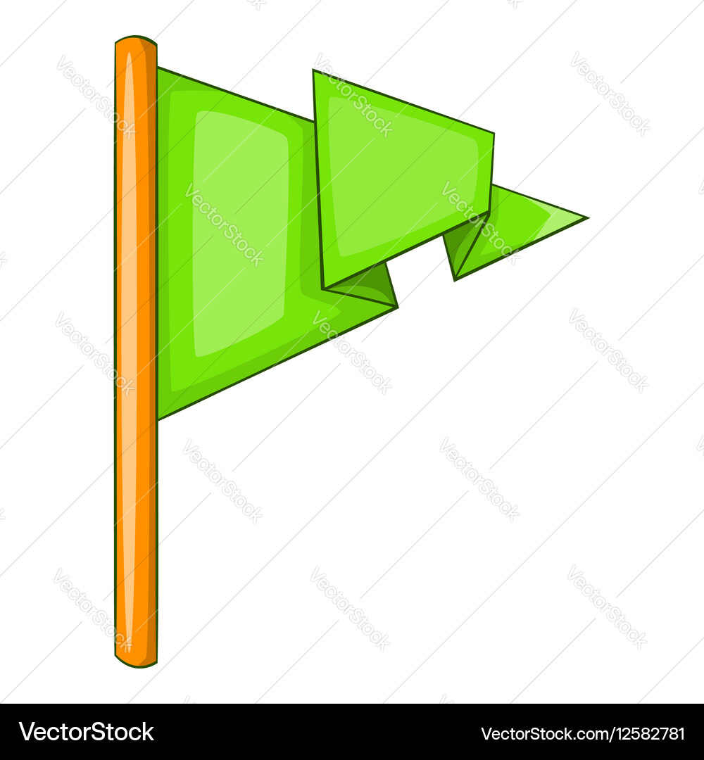 Green flag icon cartoon style Royalty Free Vector Image