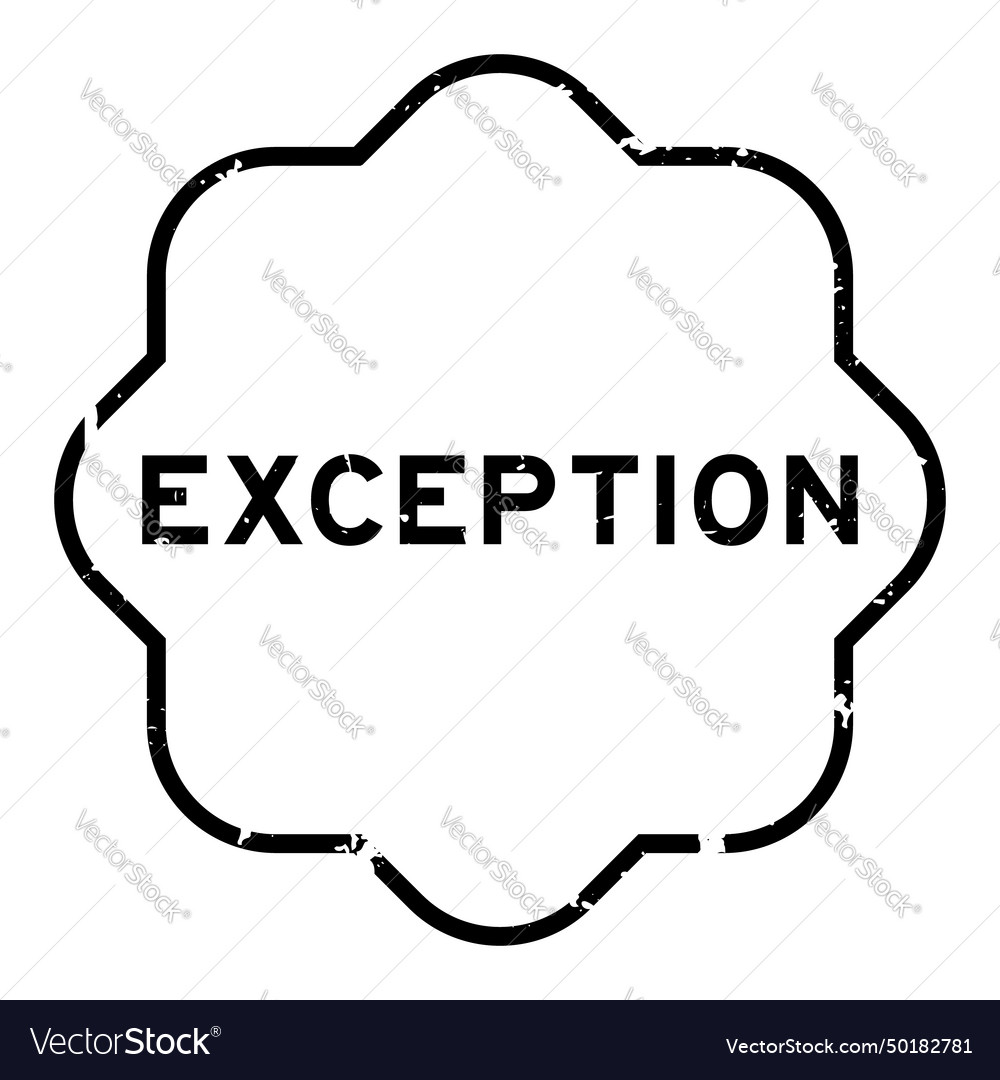 Grunge black exception word rubber seal stamp Vector Image