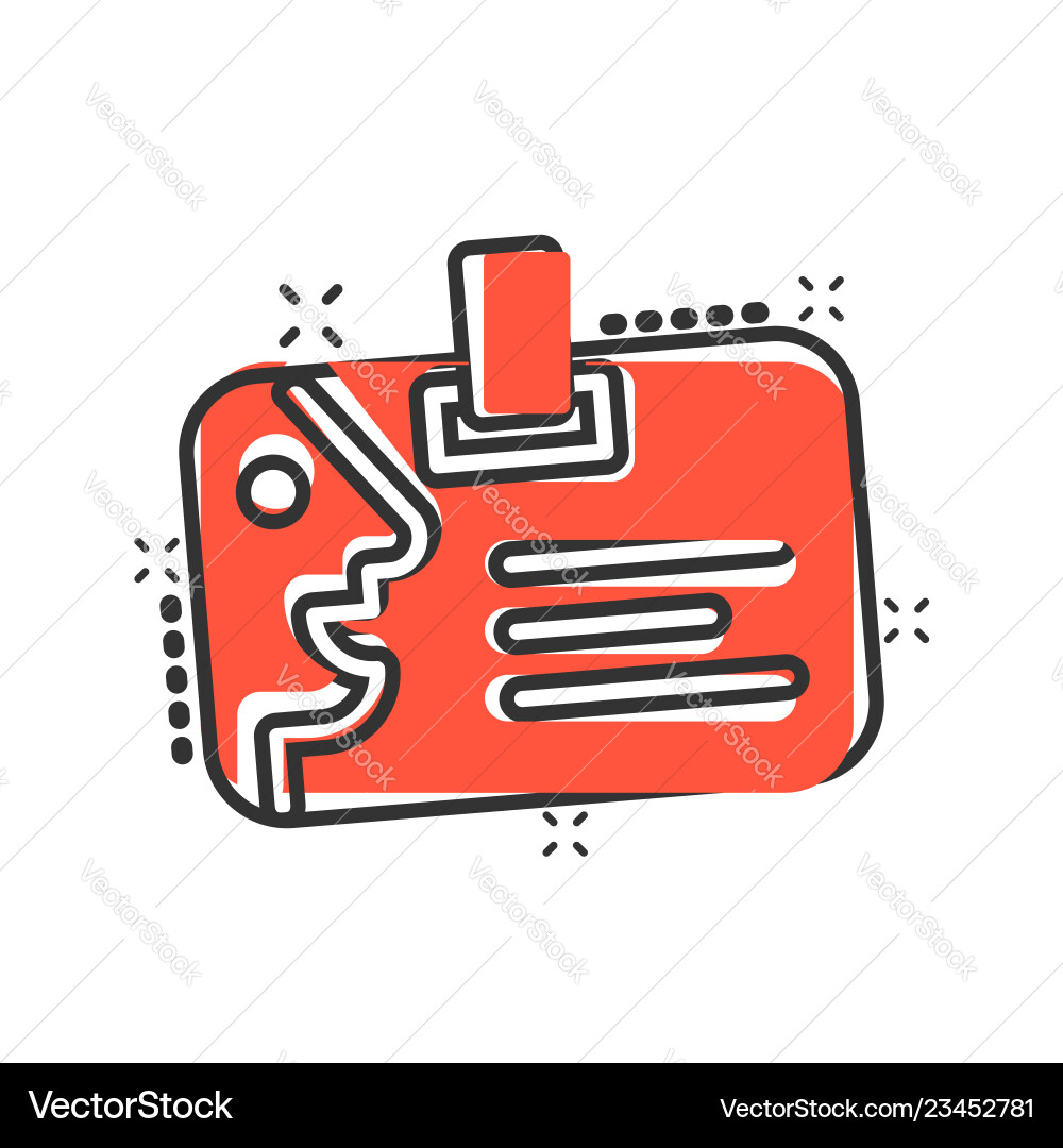 Id card icon in comic style identity badge Vector Image
