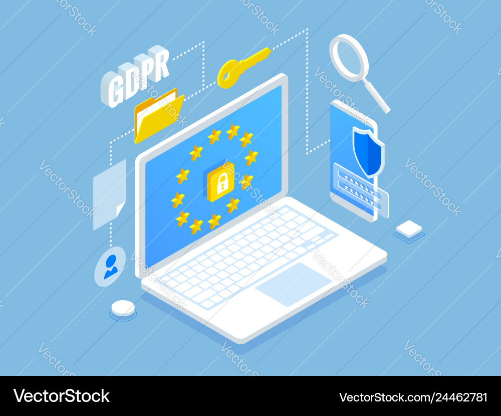 Isometric safety business general data protection Vector Image