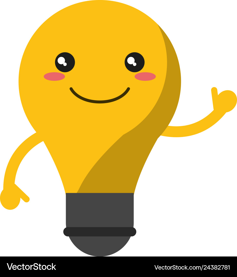 Kawaii bulb light smiling cartoon Royalty Free Vector Image