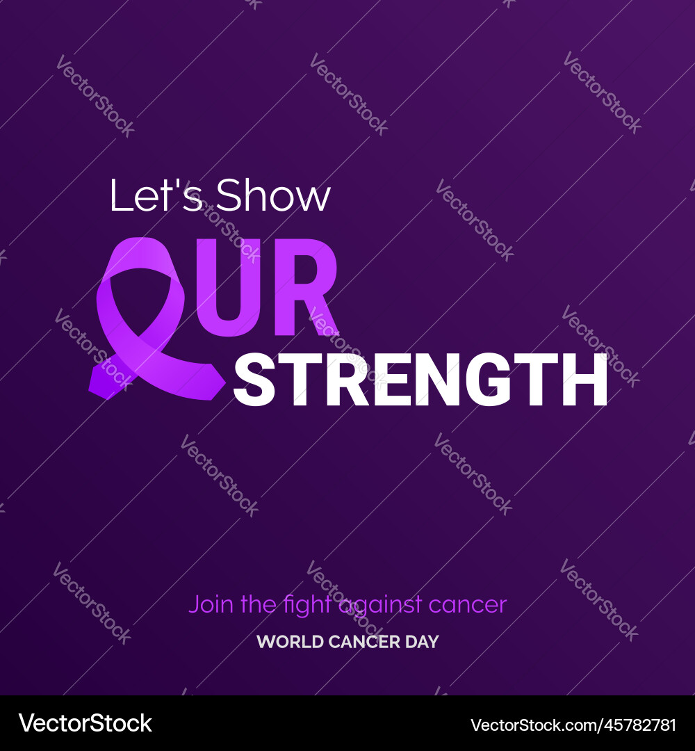 Lets show our strength ribbon typography join Vector Image