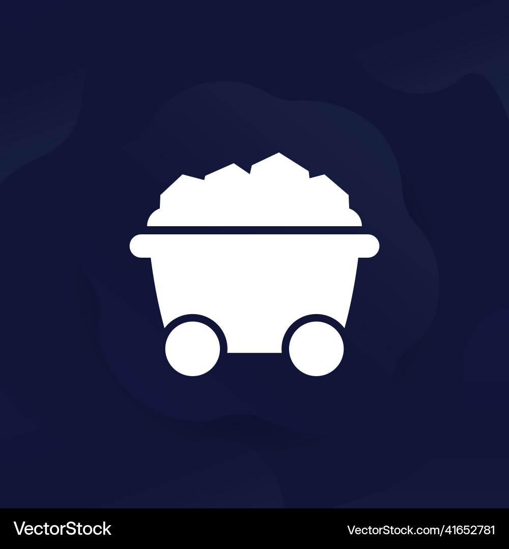 Minecart icon mine wagon with coal Royalty Free Vector Image