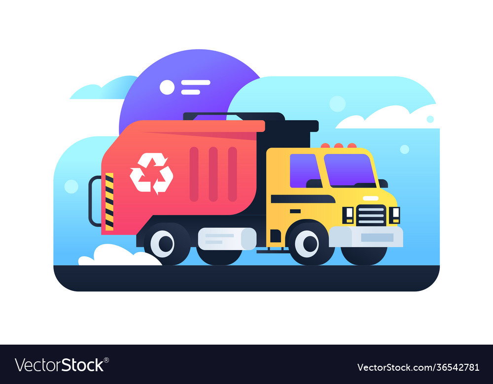 Modern garbage collection in city truck Royalty Free Vector