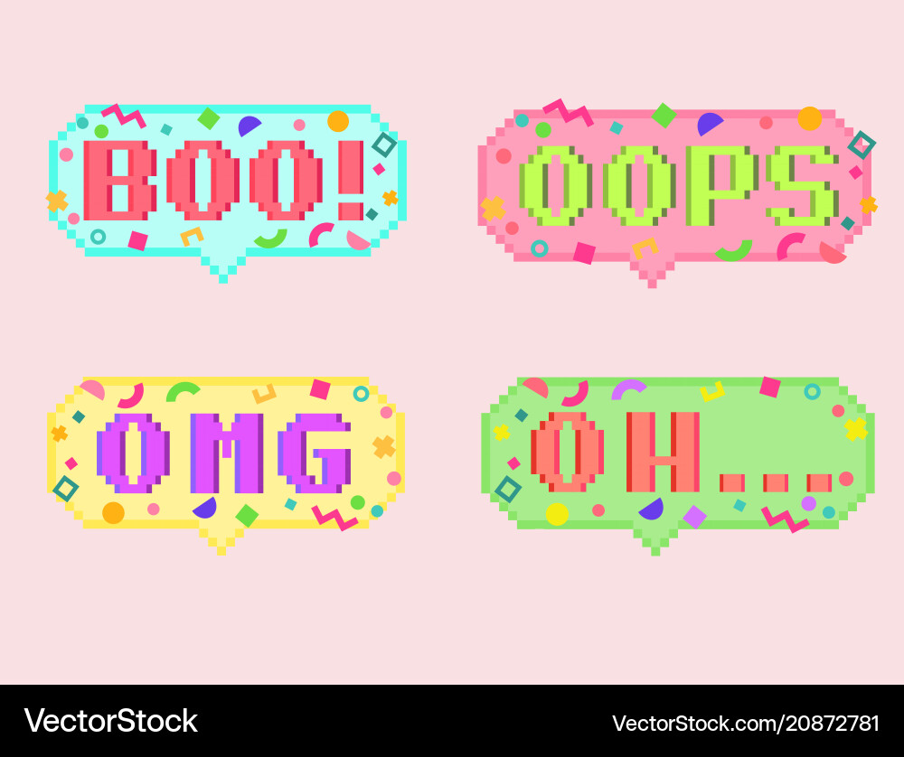 Pixel art 8bit set of sticker Royalty Free Vector Image