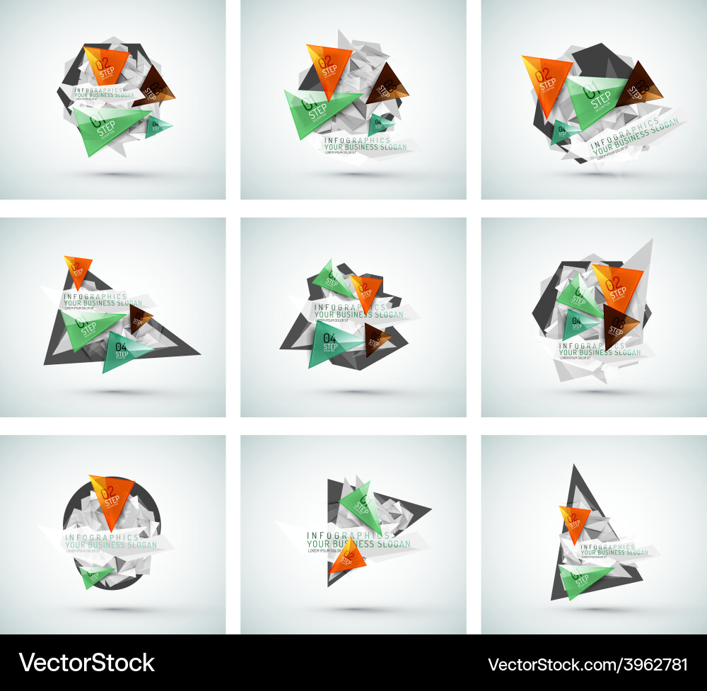 Set of triangle shape modern paper infographics Vector Image