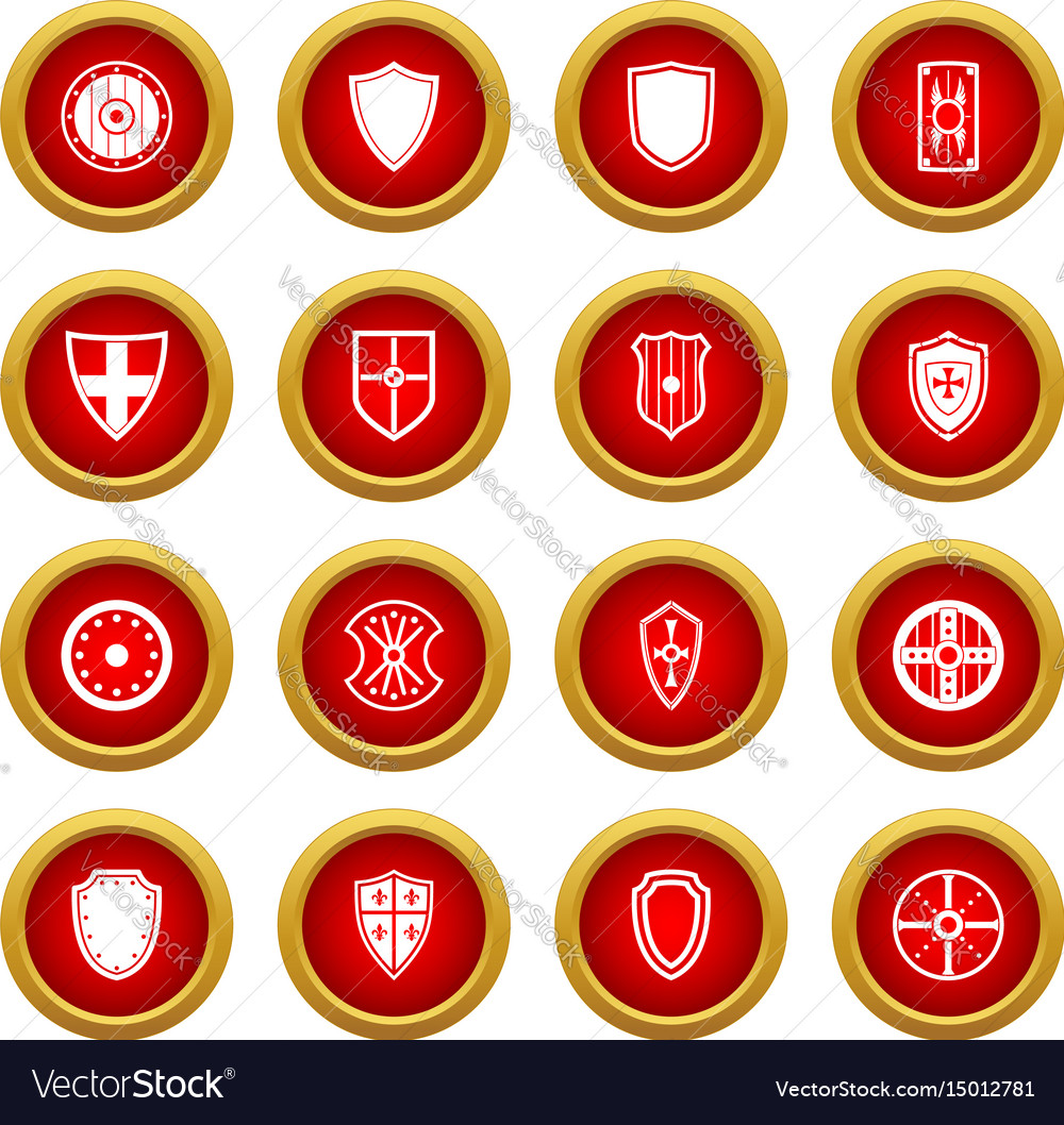 Shield frames icon red circle set Royalty Free Vector Image