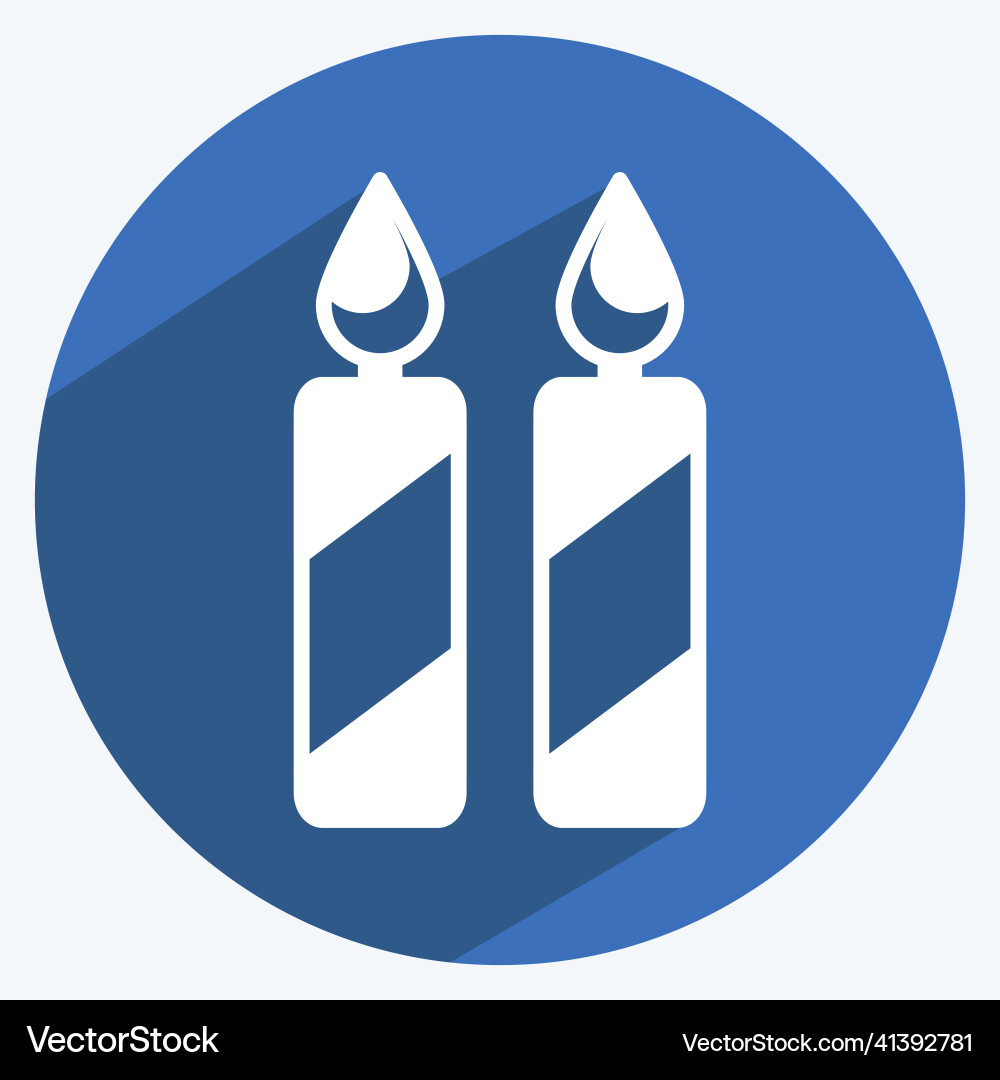 Two candles icon in trendy long shadow style Vector Image