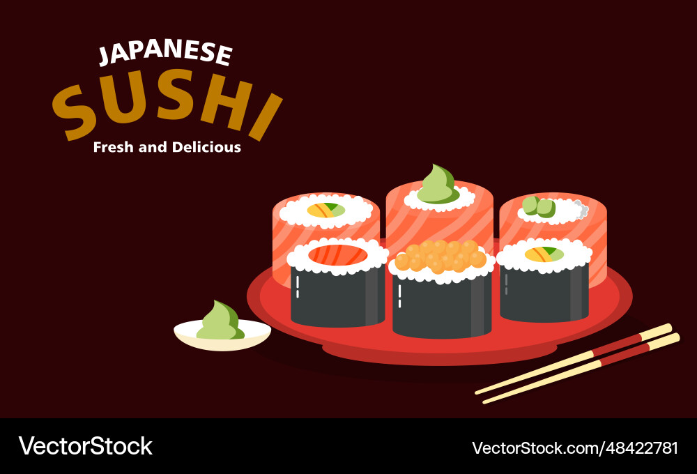 Vintage sushi poster design Royalty Free Vector Image