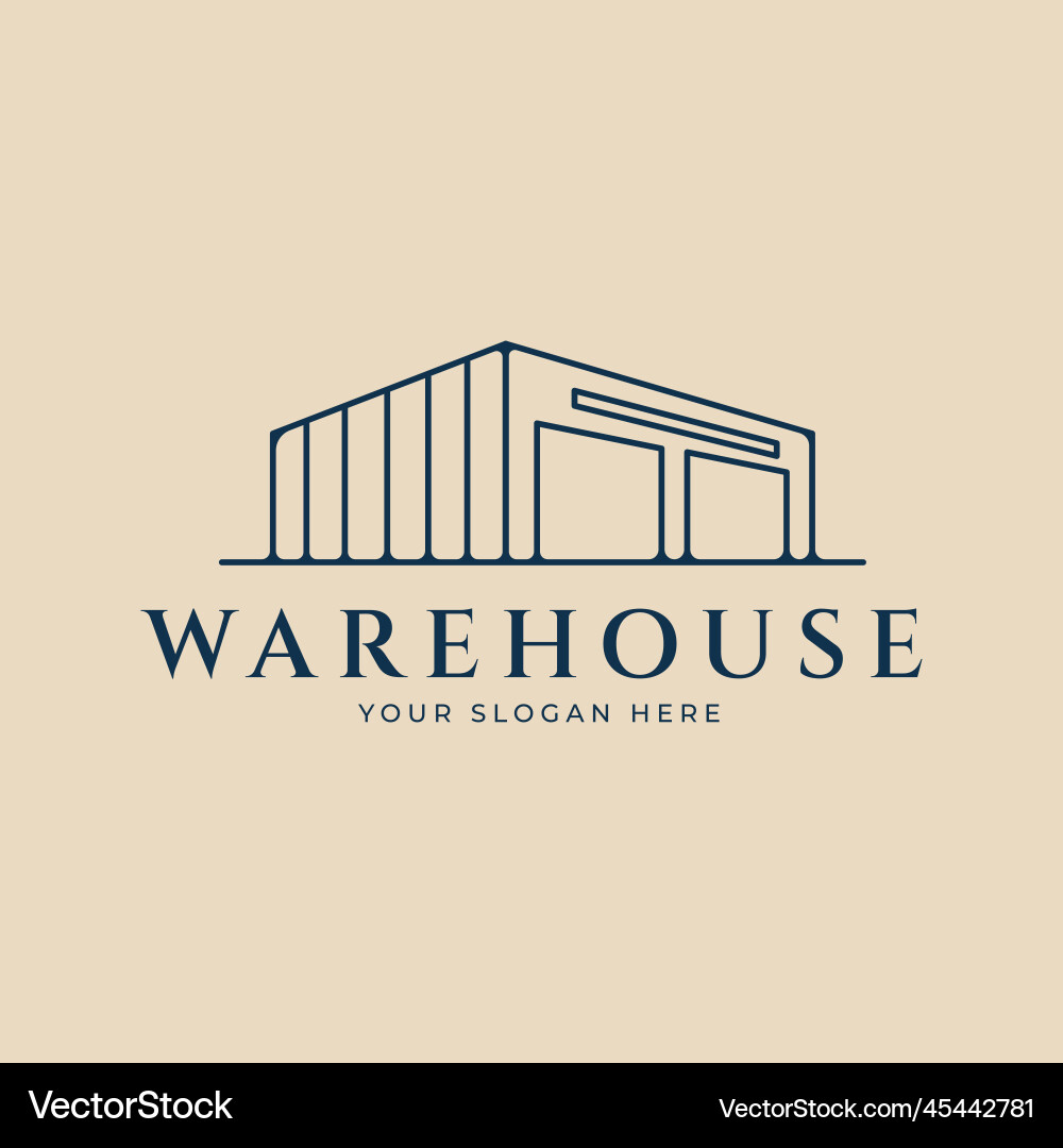 Warehouse line art logo minimalist Royalty Free Vector Image