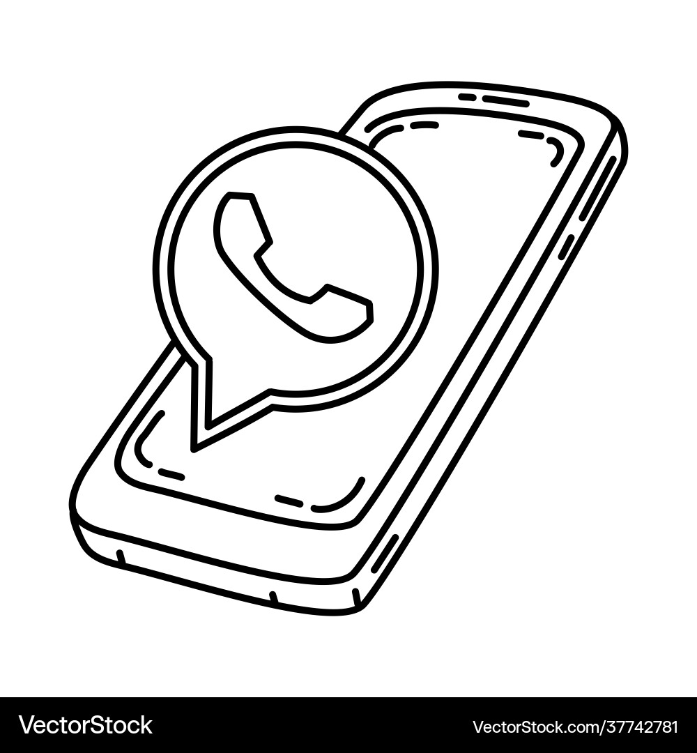 Whatsapp icon doodle hand drawn or outline Vector Image