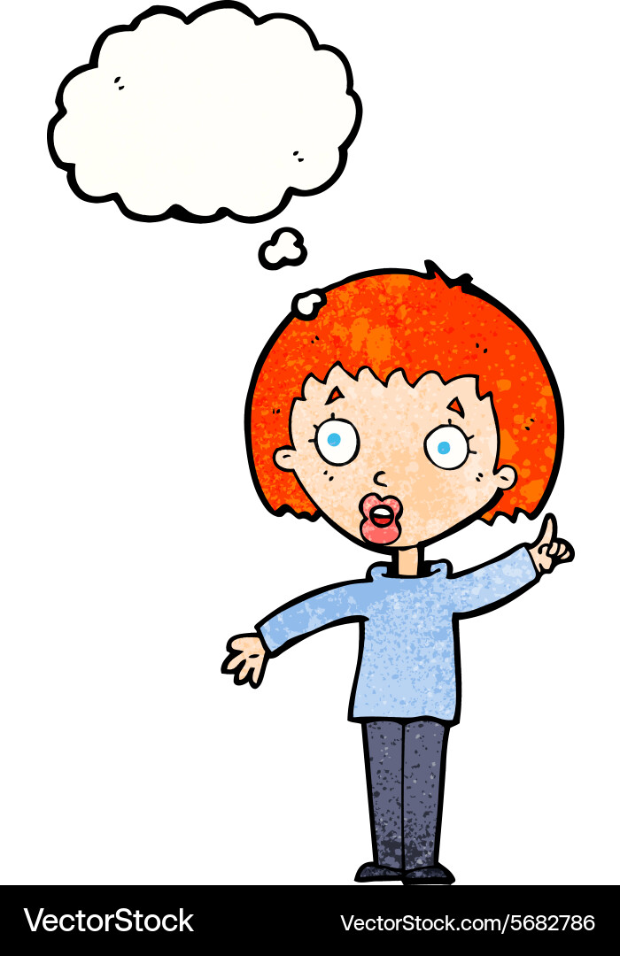 Cartoon woman explaining her point with thought Vector Image
