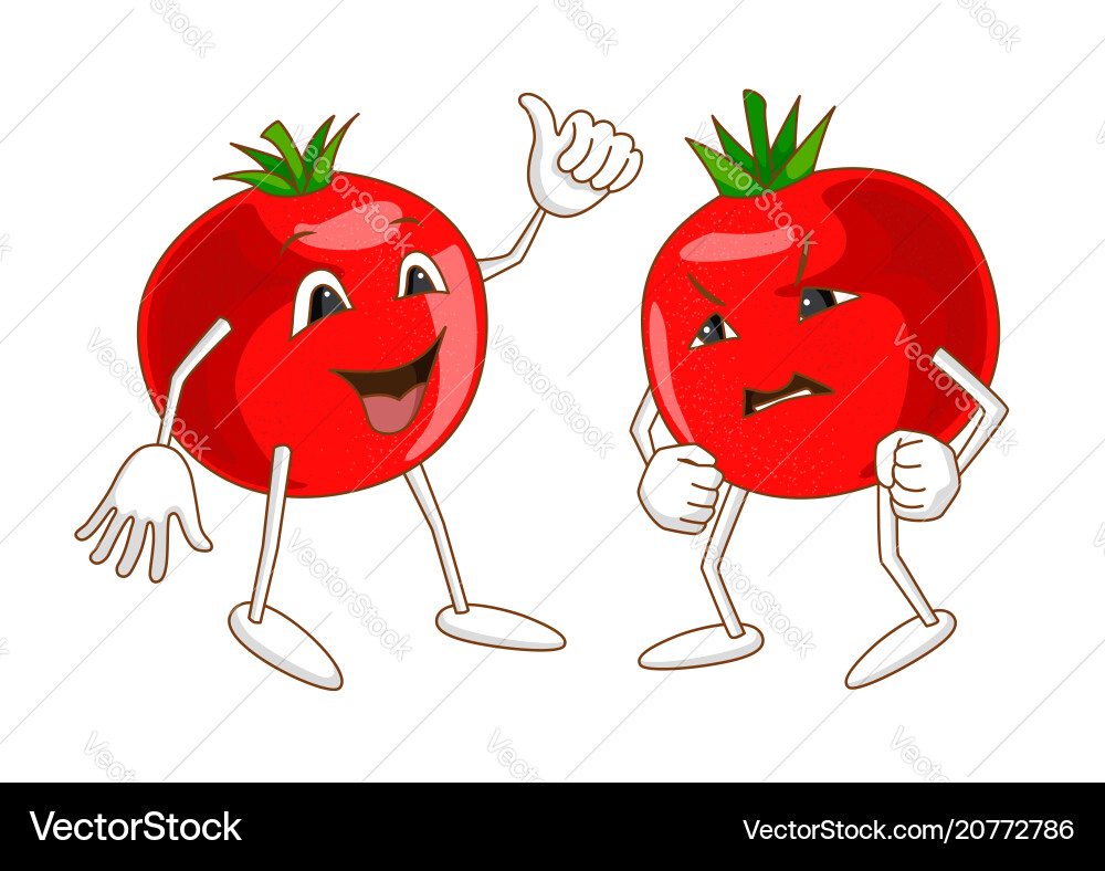 Cheerful and angry emotional vegetable Royalty Free Vector