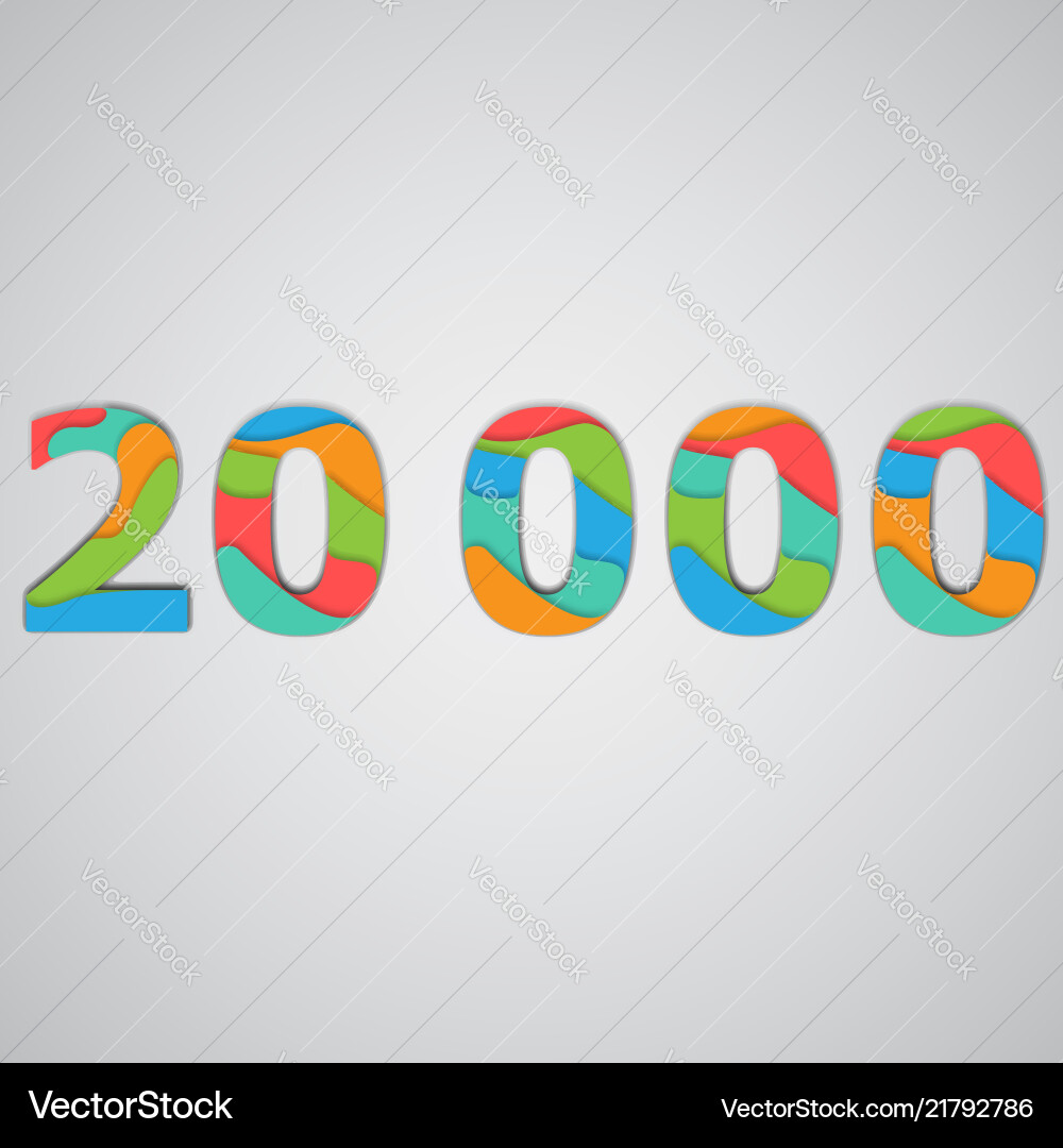 Colorful papercut layered number Royalty Free Vector Image