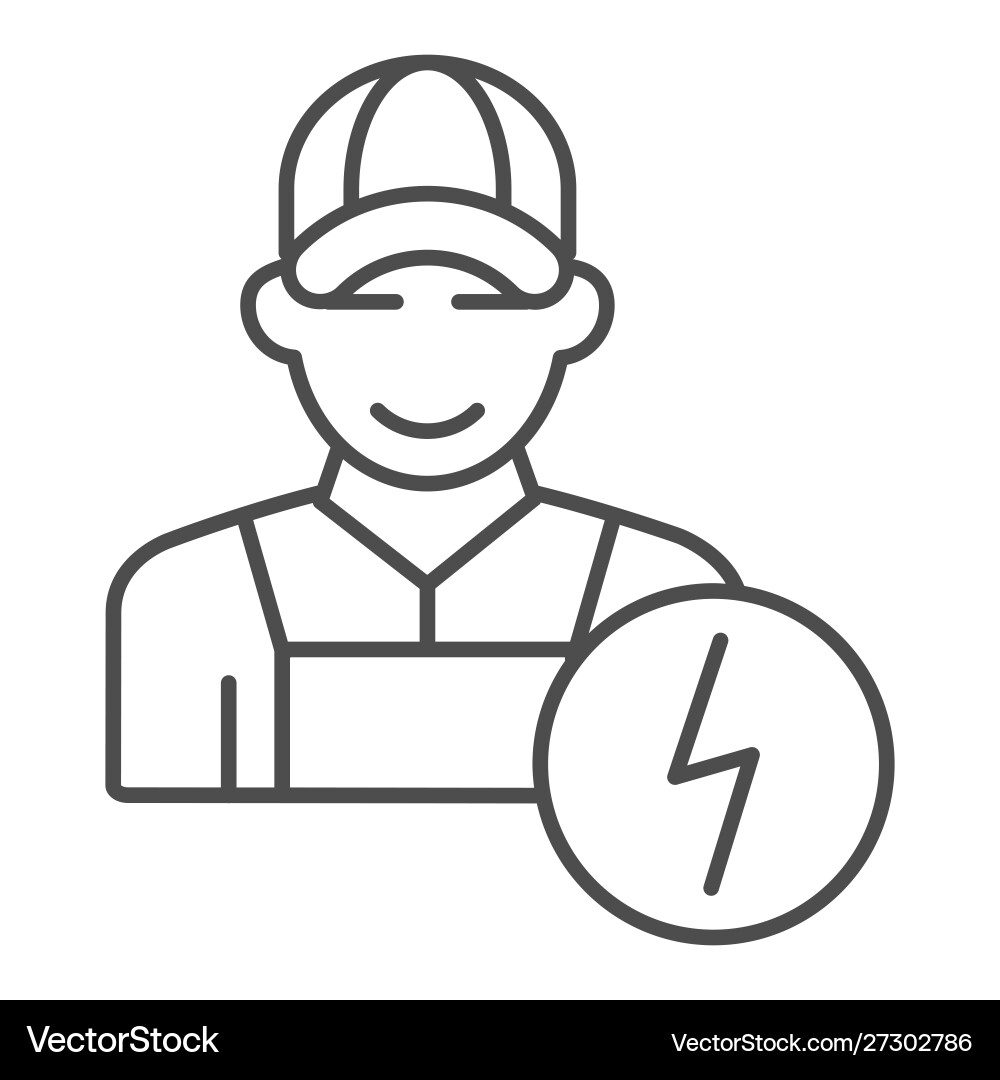 Electrician thin line icon man electric Royalty Free Vector