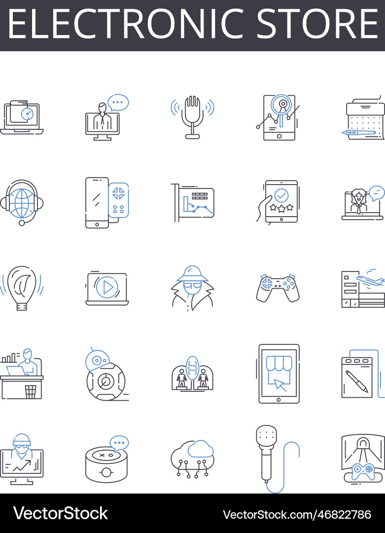 Electronic store line icons collection gadget Vector Image