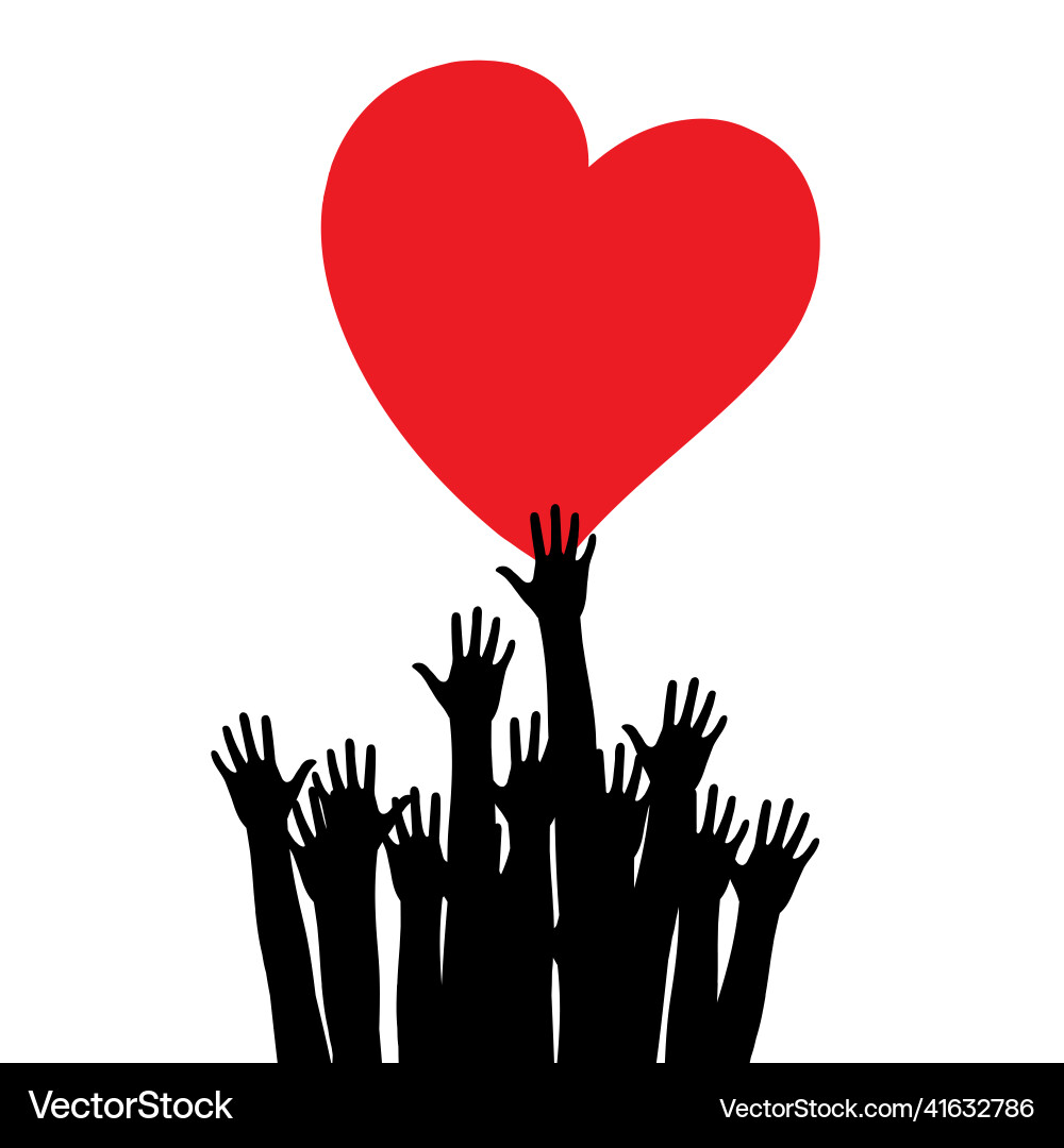 Hands with heart raised volunteering Royalty Free Vector