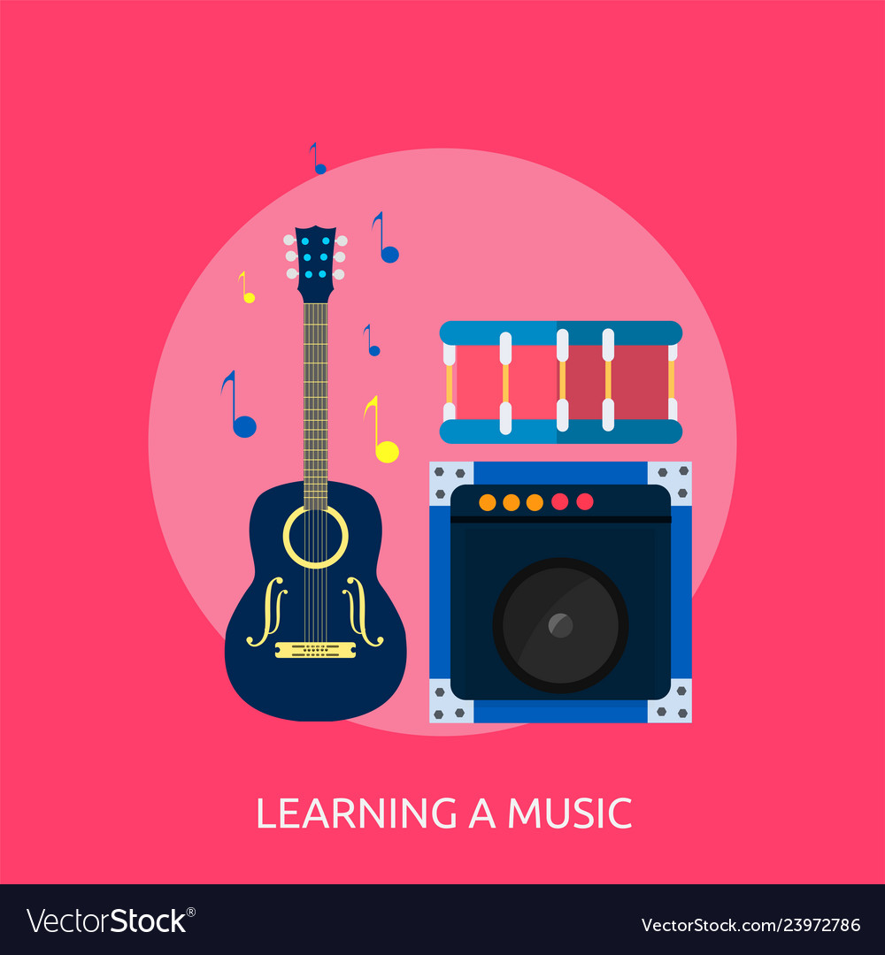 Learning a music conceptual design Royalty Free Vector Image