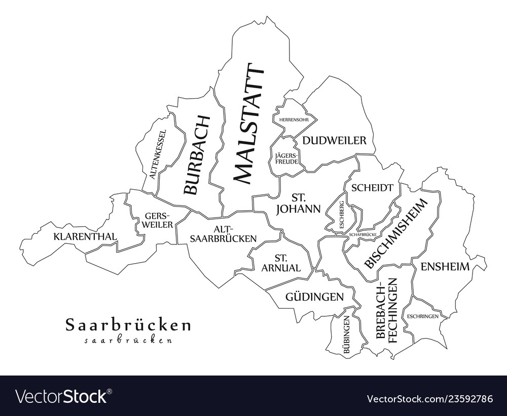 Modern city map - saarbrucken city of germany Vector Image Modern city map - saarbrucken city of germany Vector Image