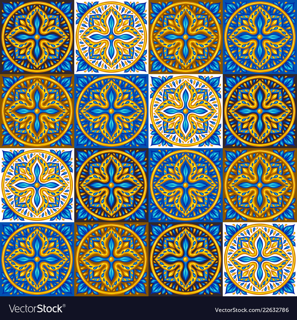 Moroccan ceramic tile seamless pattern Royalty Free Vector