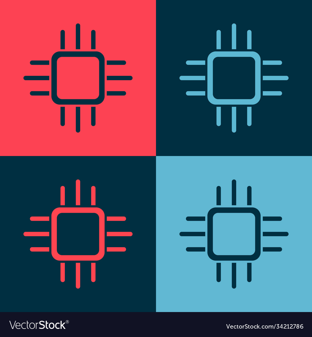 Pop art computer processor with microcircuits cpu Vector Image