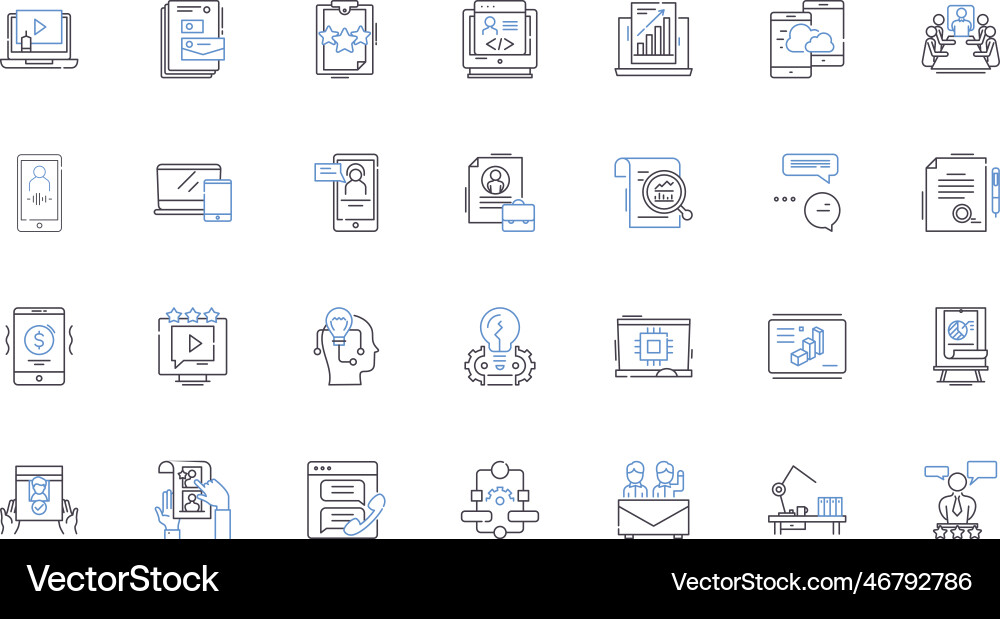 Prose writing line icons collection narrative Vector Image