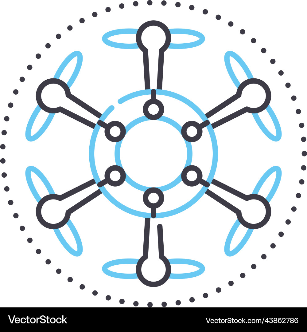 Rotor drone line icon outline symbol Royalty Free Vector