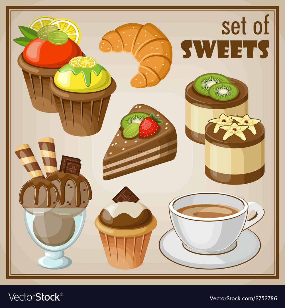 Set of sweets Royalty Free Vector Image - VectorStock