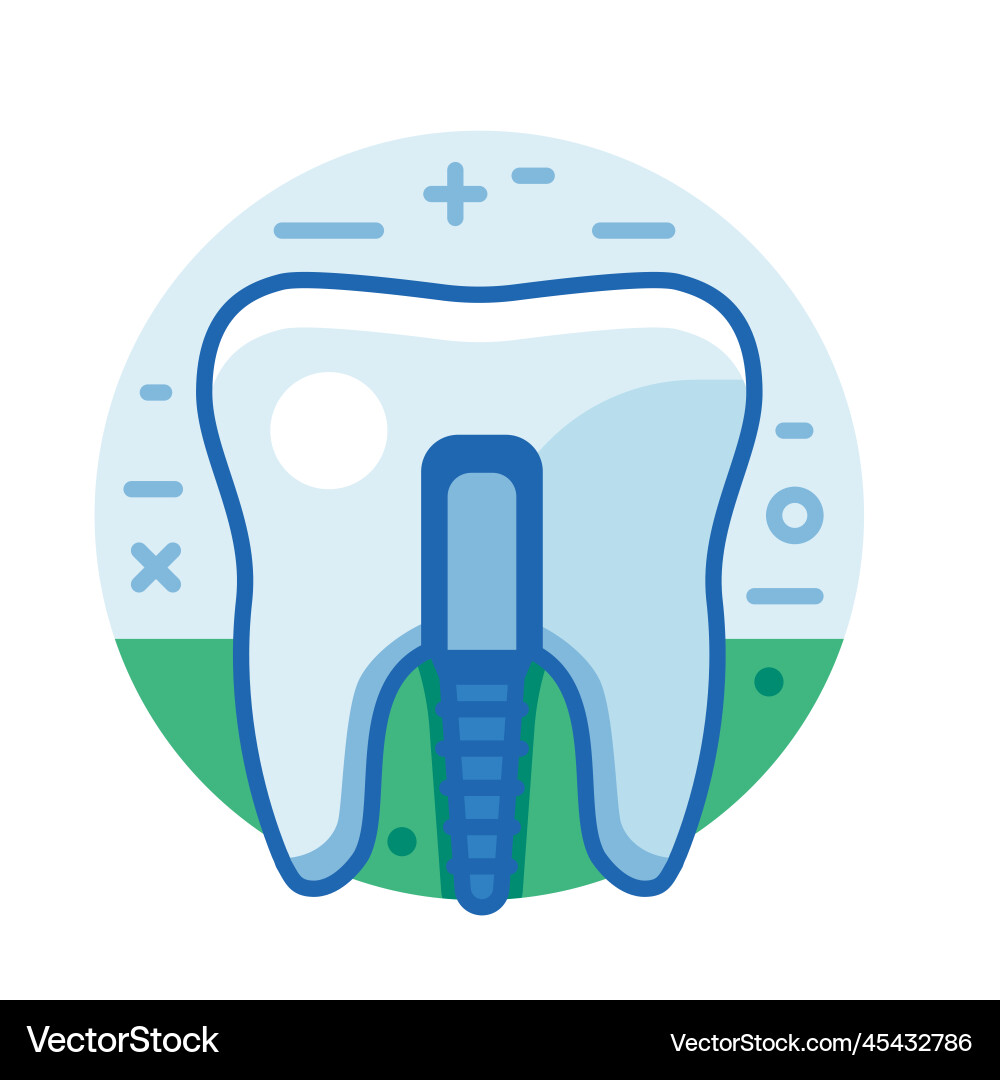 Tooth prosthesis implant icon in line art Vector Image