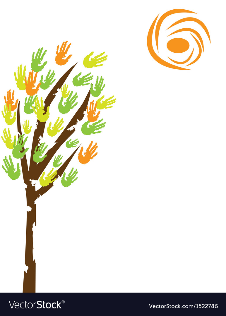 Tree with hands Royalty Free Vector Image - VectorStock