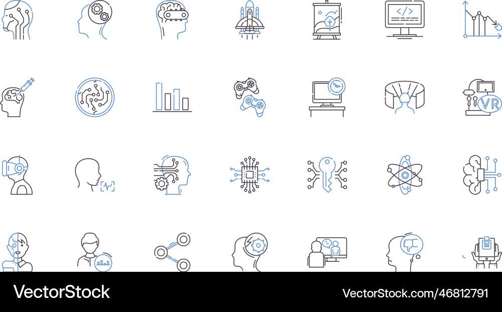 Brand development line icons collection branding Vector Image
