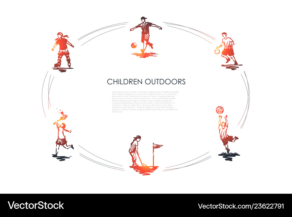 Children outdoors - playing football Royalty Free Vector