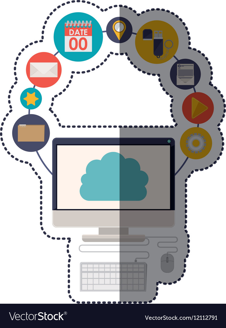 Computer and cloud computing design Royalty Free Vector